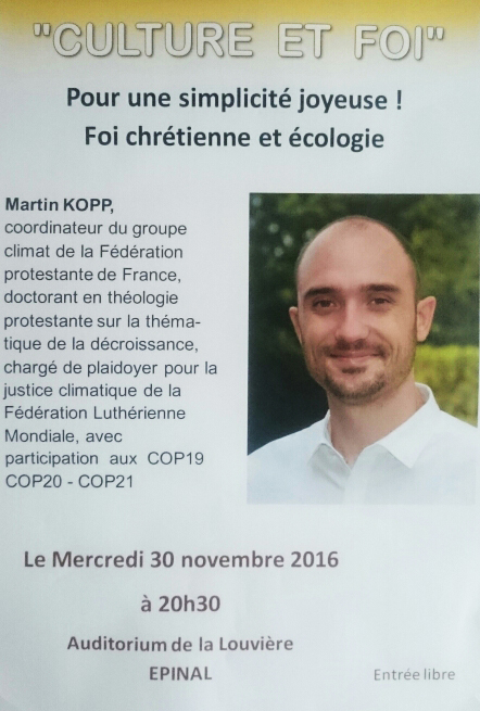 Culture et Foi - Conférence foi Chrétienne et écologie | Diocèse de ...
